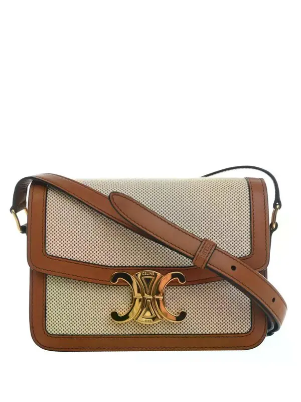 Celine Canvas And Calfskin Triomphe Crossbody Bag - Neutrals