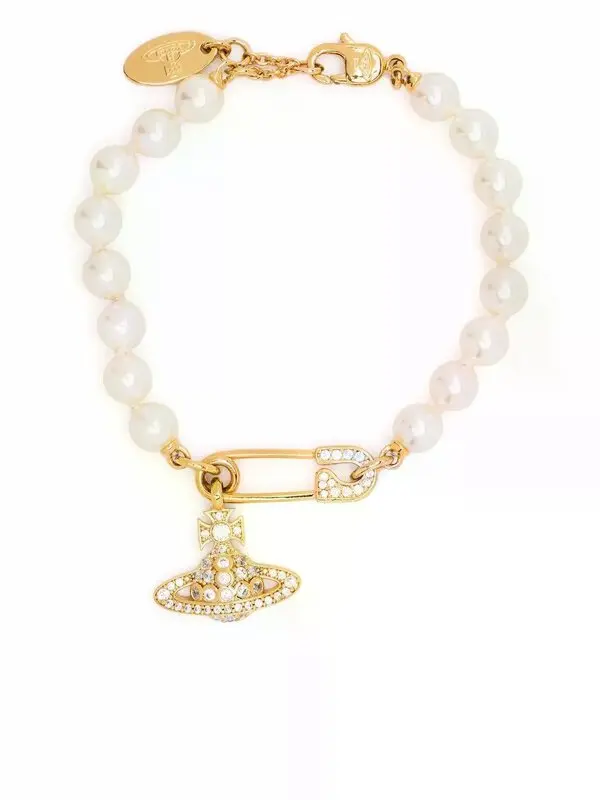 VIVIENNE WESTWOOD Pearl Safety-pin Orb Bracelet - White