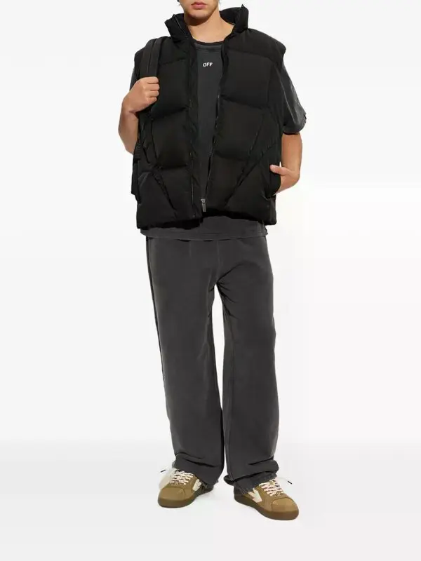 Off-White Quilted Stand-up Collar Gilet