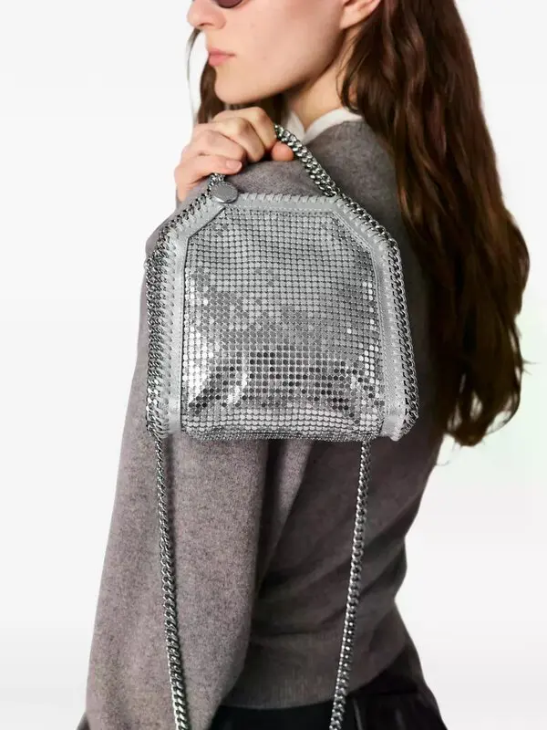 Stella McCartney Falabella Chainmail Tiny Tote Bag - Silver
