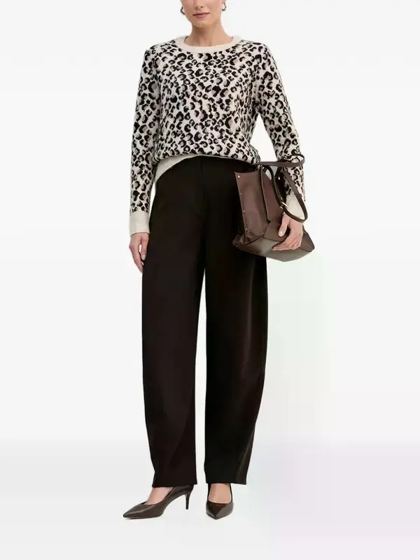 MORGAN Crew Neck Leopard Print Knit Sweater