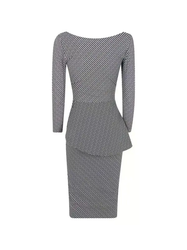 Chiara Boni La Petite Robe Houndstooth Peplum Midi Dress