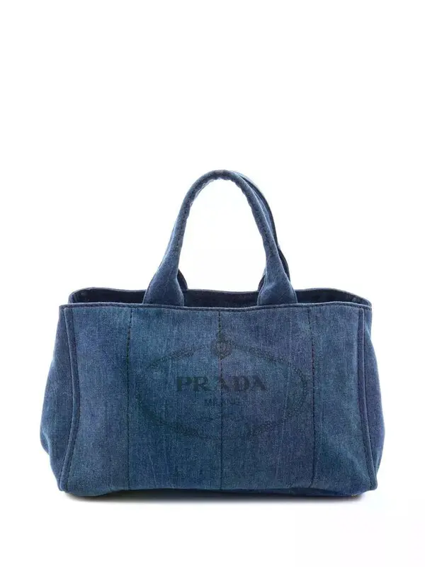 Prada 2010-2026 Denim Canapa Logo Tote Satchel