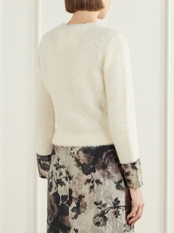 Erdem Satin-trimmed Wool And Alpaca-blend Cardigan