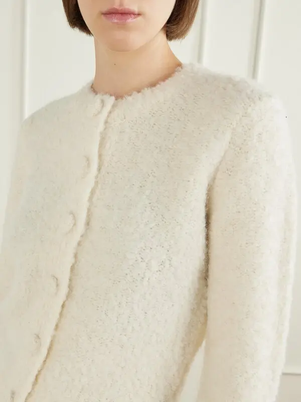 Erdem Satin-trimmed Wool And Alpaca-blend Cardigan