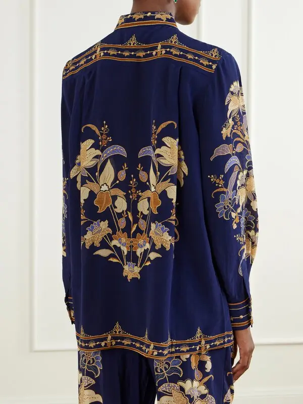 Farm Rio Liz Printed Crepe De Chine Shirt