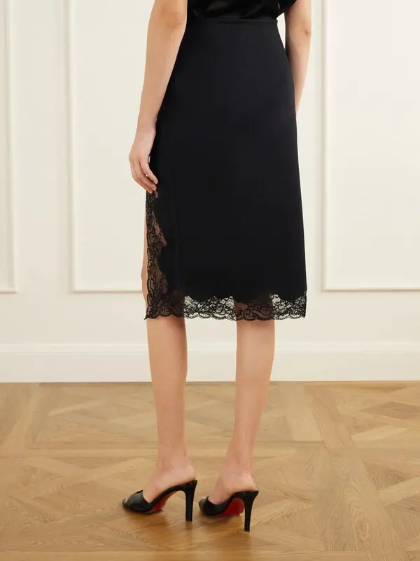 Balmain Lace-trimmed Jersey Midi Skirt