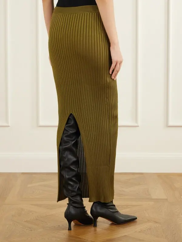 Balmain Ribbed Stretch Maxi Skirt
