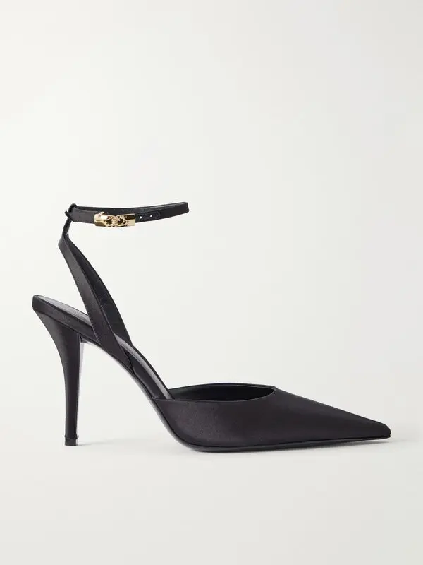 Balmain 100 Embellished Satin Pumps