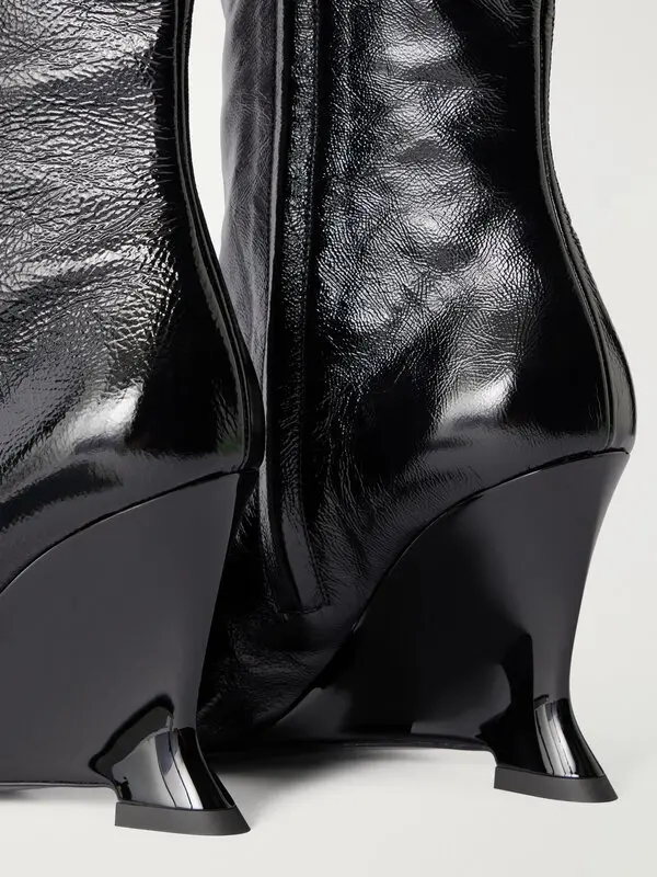 Balmain Crinkled-leather Knee Boots