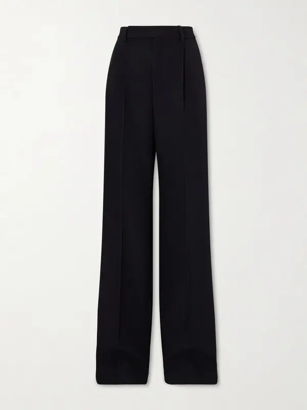 Saint Laurent Pleated Wool-crepe Wide-leg Pants