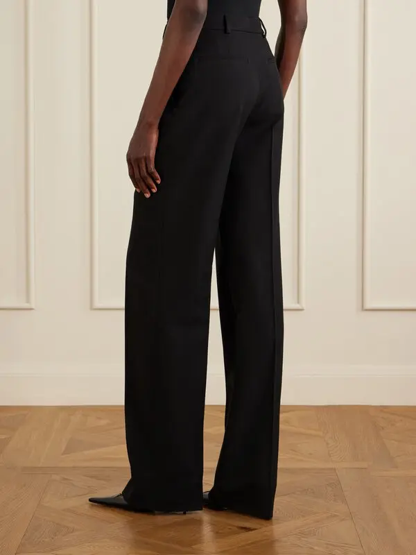 Saint Laurent Pleated Wool-crepe Wide-leg Pants