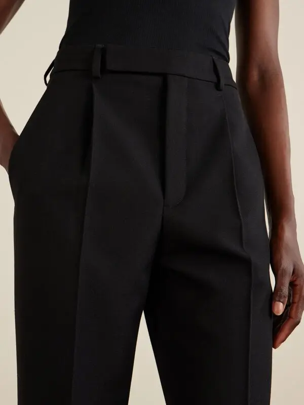 Saint Laurent Pleated Wool-crepe Wide-leg Pants