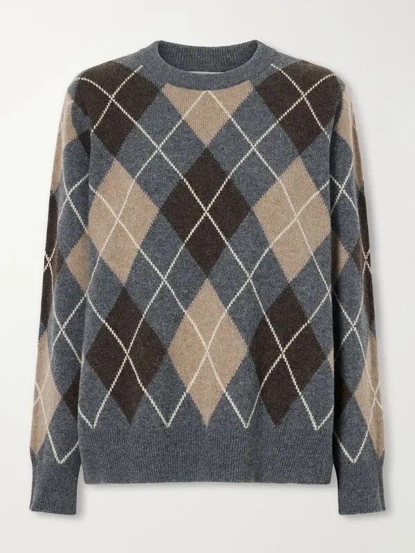 Daughter Ava Argyle Wool Sweater - Gray