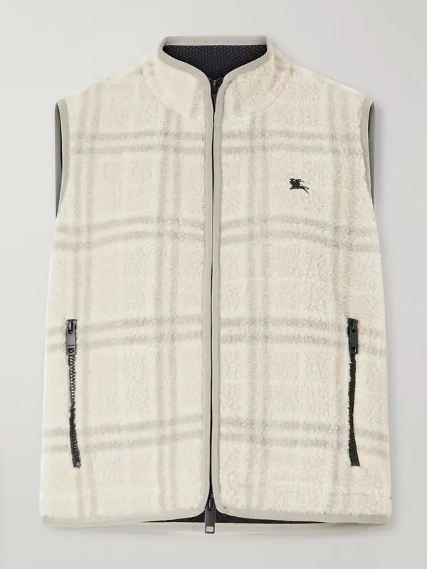 Burberry Logo-embroidered Checked Wool And Cashmere-blend Gilet