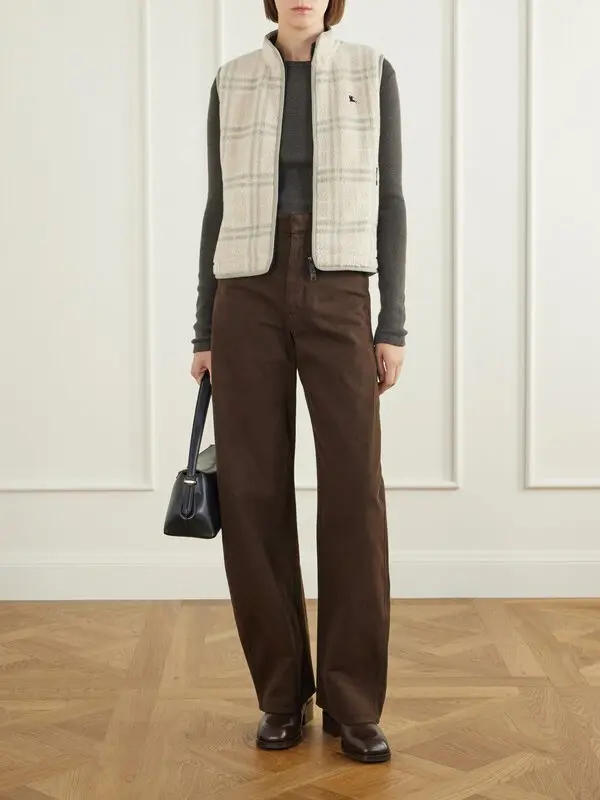 Burberry Logo-embroidered Checked Wool And Cashmere-blend Gilet