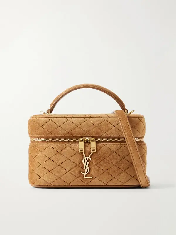 Saint Laurent Gaby Quilted Suede Shoulder Bag - Brown