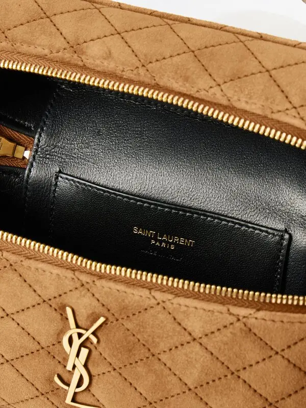 Saint Laurent Gaby Quilted Suede Shoulder Bag