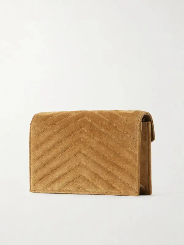 Saint Laurent Cassandre Envelope Matelassé Suede Chain Shoulder Bag