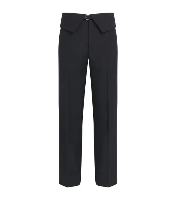 Dries Van Noten Wool Folded Straight Trousers