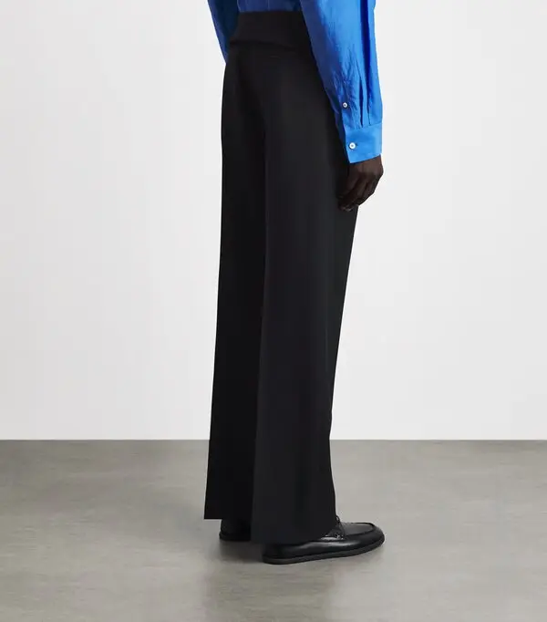Dries Van Noten Folded Waist Straight Leg Trousers - Black
