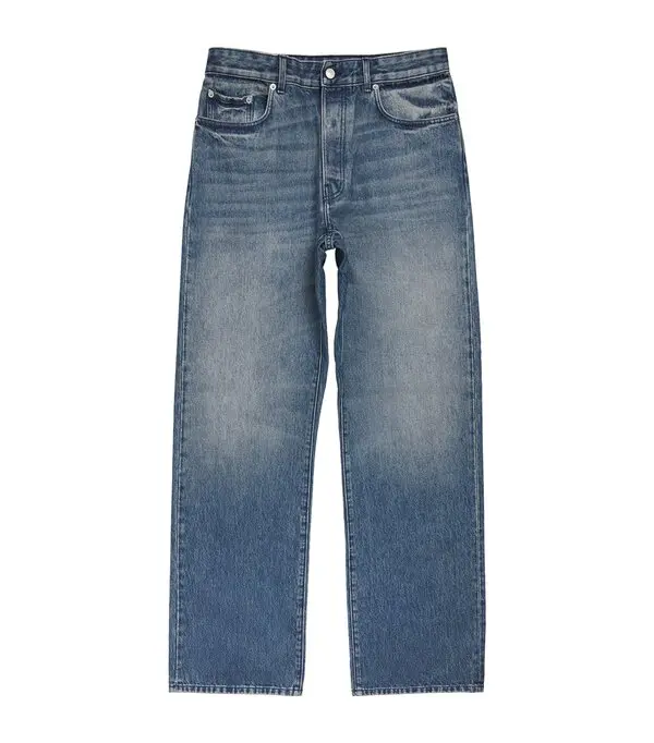Dries Van Noten Straight Leg Jeans With Whiskering - Blue
