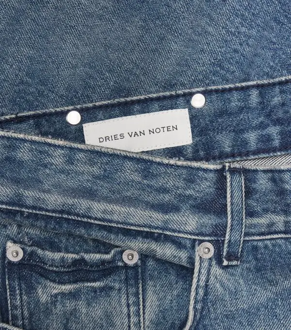 Dries Van Noten Straight Leg Jeans With Whiskering