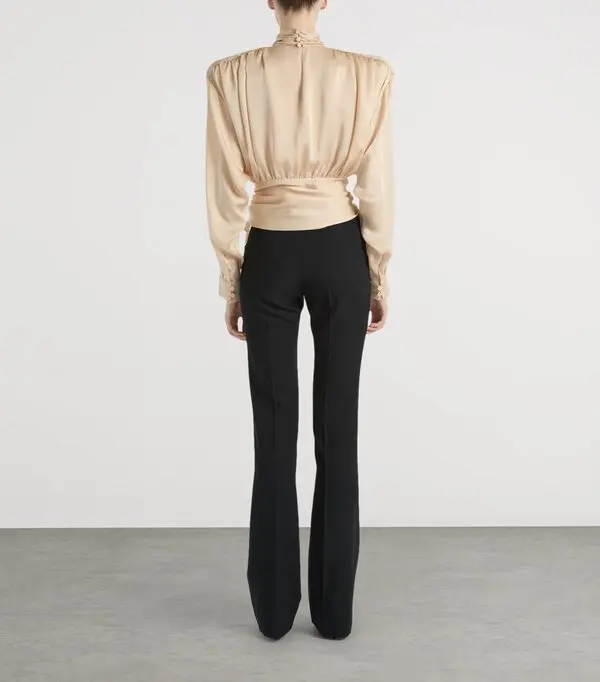 Balmain Silk Charmeuse Gathered Blouse