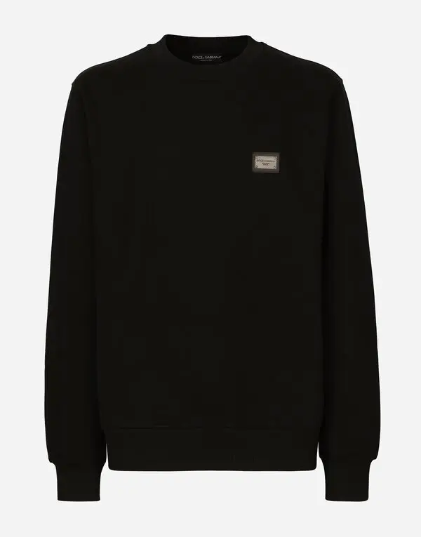 Dolce & Gabbana Jersey Sweatshirt With Branded Tag Sweatshirts - Black