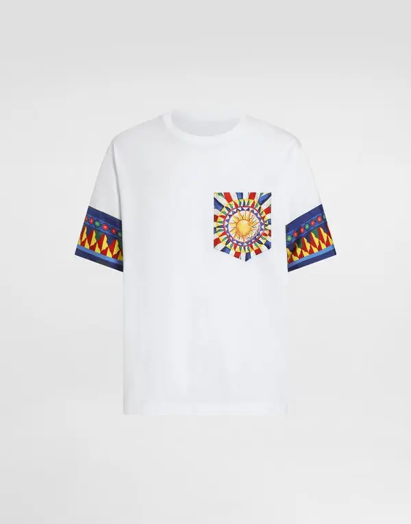 Dolce & Gabbana Cotton T-shirt With Carretto-print T-shirts And Polos - Multicolor