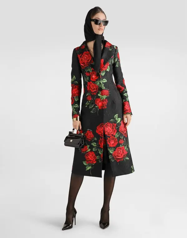 Dolce & Gabbana Rose-print Brocade Coat