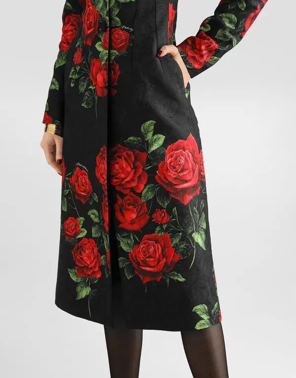 Dolce & Gabbana Rose-print Brocade Coat