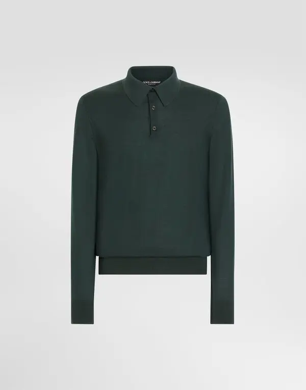 Dolce & Gabbana Knit Cashmere Polo Shirt Sweaters And Cardigans - Green
