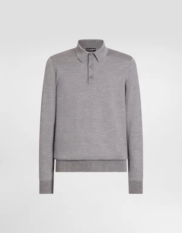 Dolce & Gabbana Knit Cashmere Polo Shirt Sweaters And Cardigans - Grey