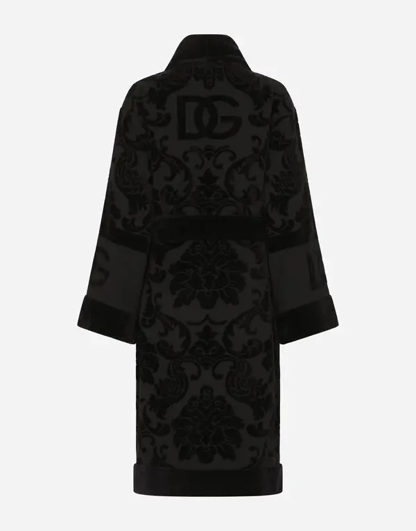 Dolce & Gabbana Bath Robe In Terry Cotton Jacquard Monochrome Bathrobes - Multicolor