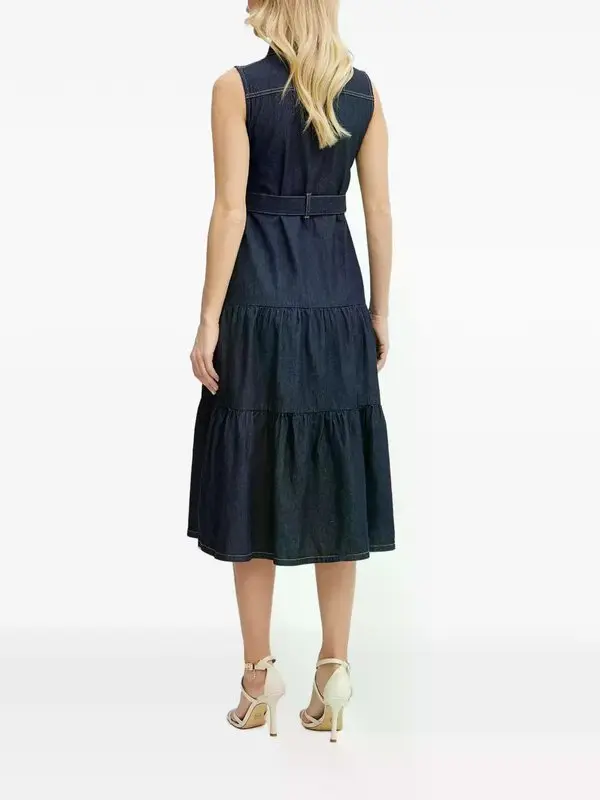 MORGAN Belted Tiered Denim Dress