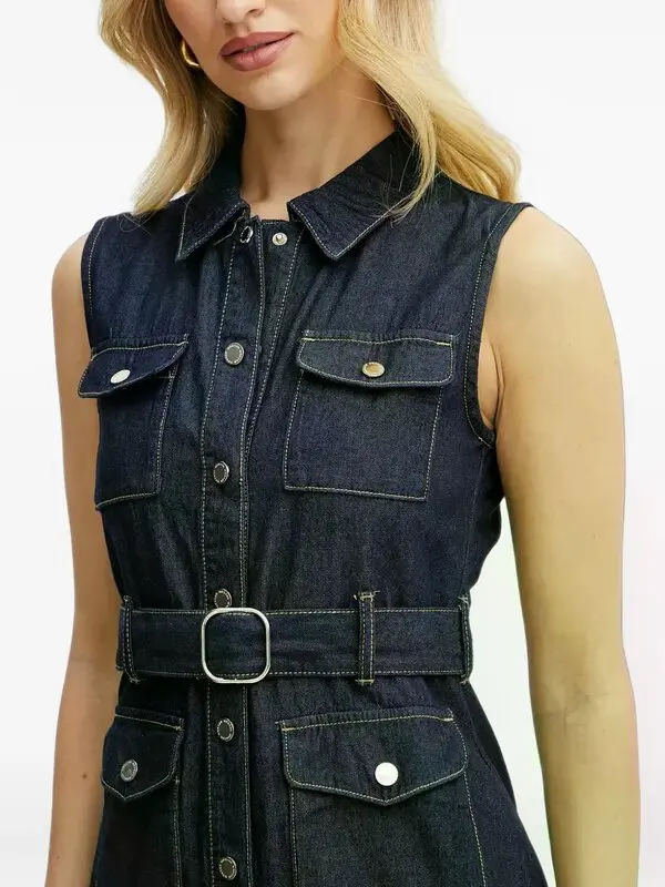 MORGAN Belted Tiered Denim Dress
