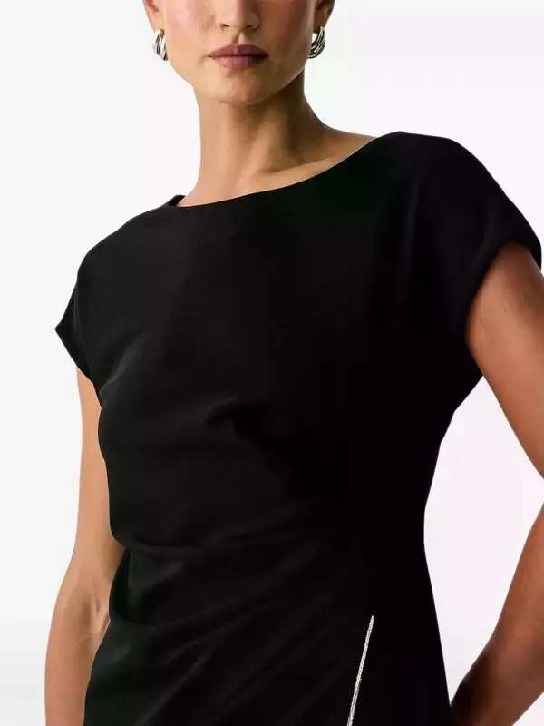 Joseph Ribkoff Draped Midi Dress With Rhinestone Trim