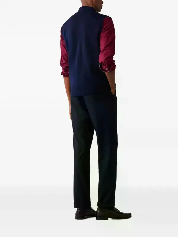 HACKETT LONDON Navy Merino Wool High Neck Gilet