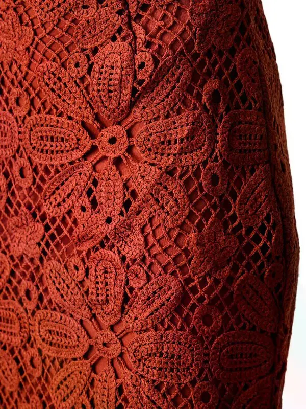 MORGAN Floral Lace Pencil Midi Skirt