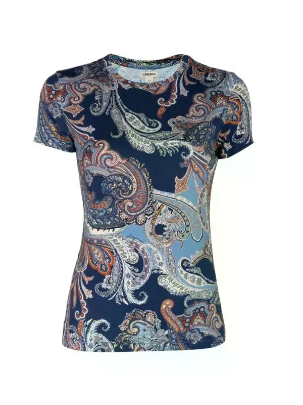L'Agence Ressi Paisley-print T-shirt - Blue