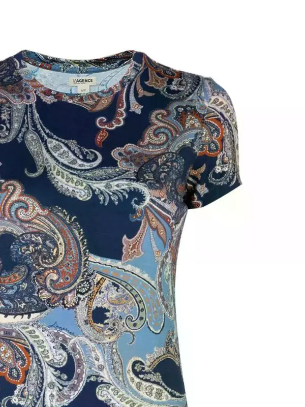 L'Agence Paisley Print T-shirt