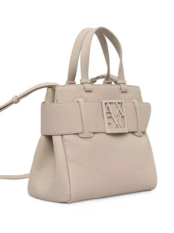 Armani Exchange Logo-plaque Pebbled Tote Bag - Neutrals