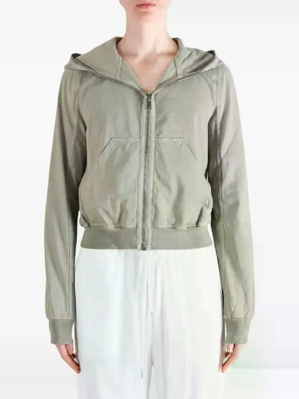 Rick Owens Zip-up Hoodie With Ribbed Detailing