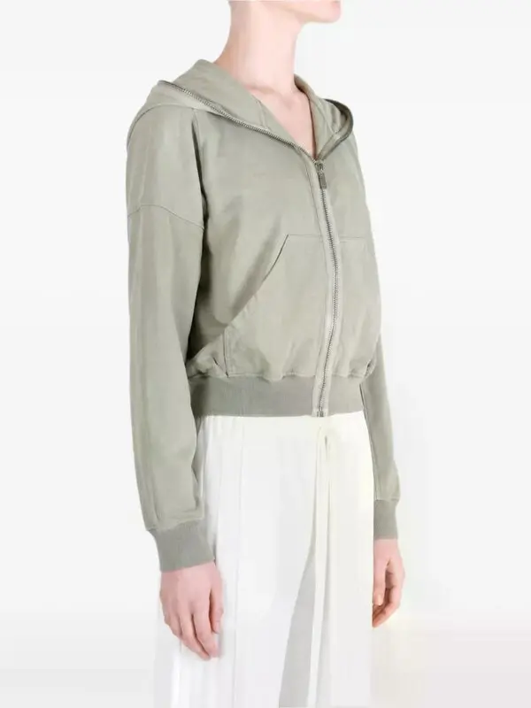 Rick Owens Zip-up Hoodie With Ribbed Detailing