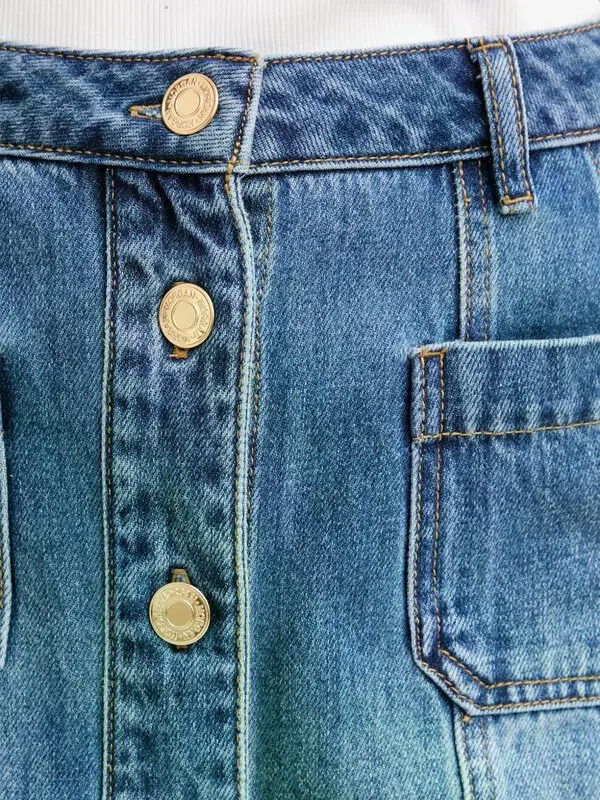 MORGAN Jitami Button-up Patch-pocket Denim Mini Skirt