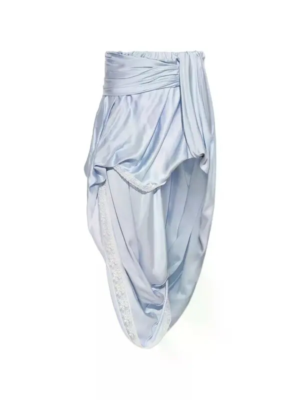 DIESEL® Draped Satin Midi Skirt With Lace Trim - Blue