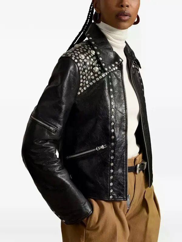 Polo Ralph Lauren Stud-embellished Leather Biker Jacket