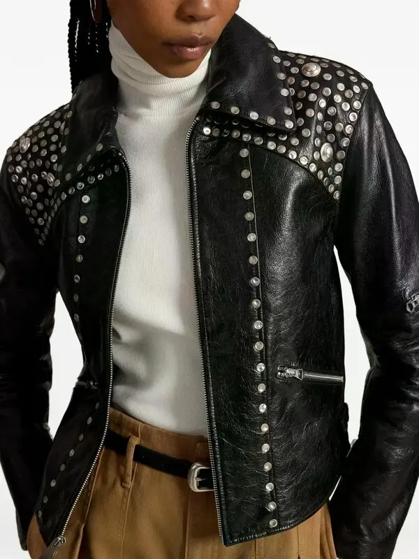Polo Ralph Lauren Stud-embellished Leather Biker Jacket