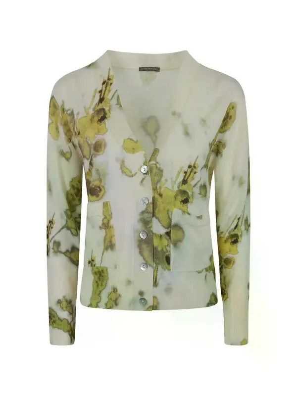 IN BED WITH YOU Floral-print Wool Cardigan - Neutrals